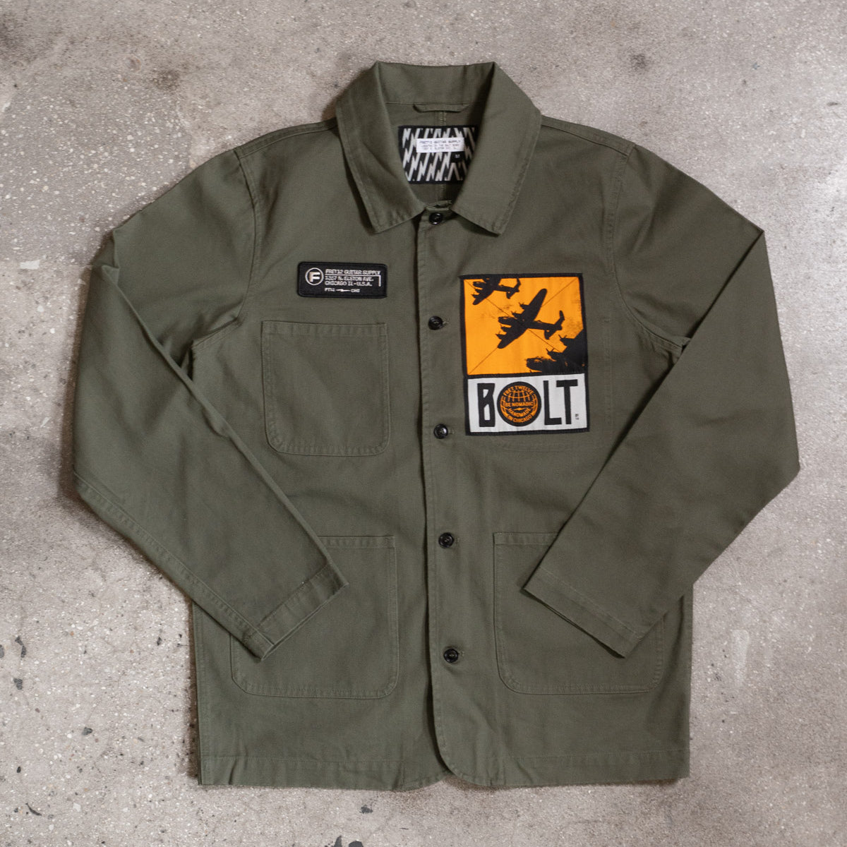 FRET12 BOLT Jacket - Green Graphic Patch Coat | FRET12