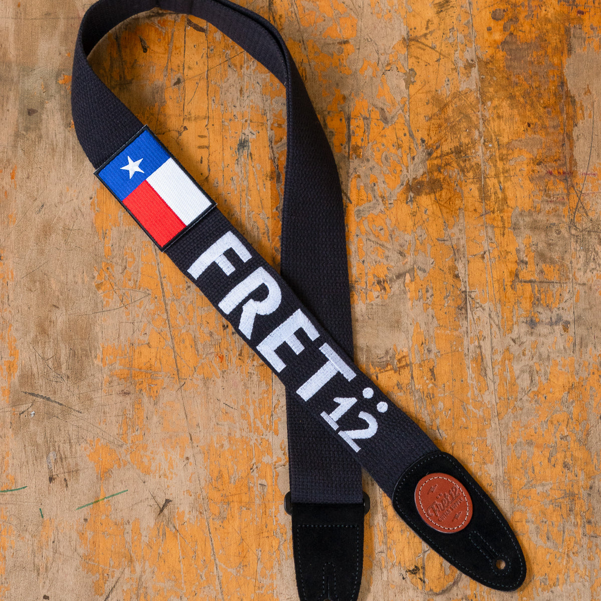 FRET12 TEXAS FLAG GUITAR STRAP - BLOCK LOGO